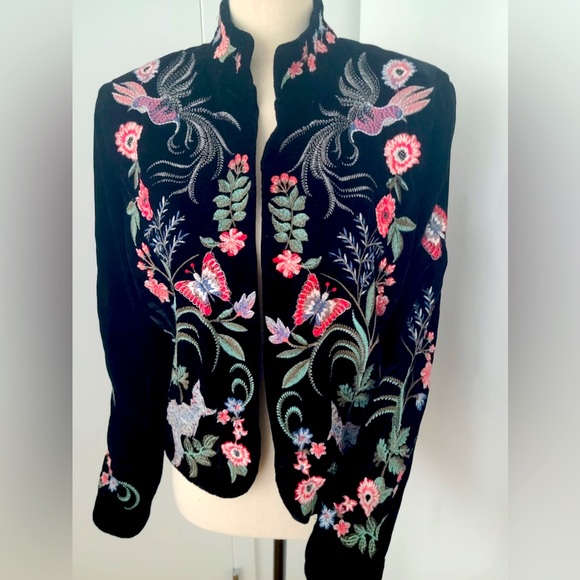 Zara | Jackets & Coats | Zara Stunning Velvet Embroidered Jacket | Poshmark